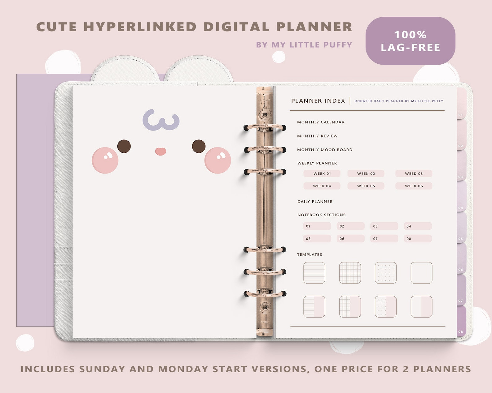 Kawaii Digital Planner/ One Month Digital Planner/ Undated Digital ...