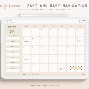 Undated Kawaii Daily Digital Planner/ Cute Digital Planner/ Kawaii ...