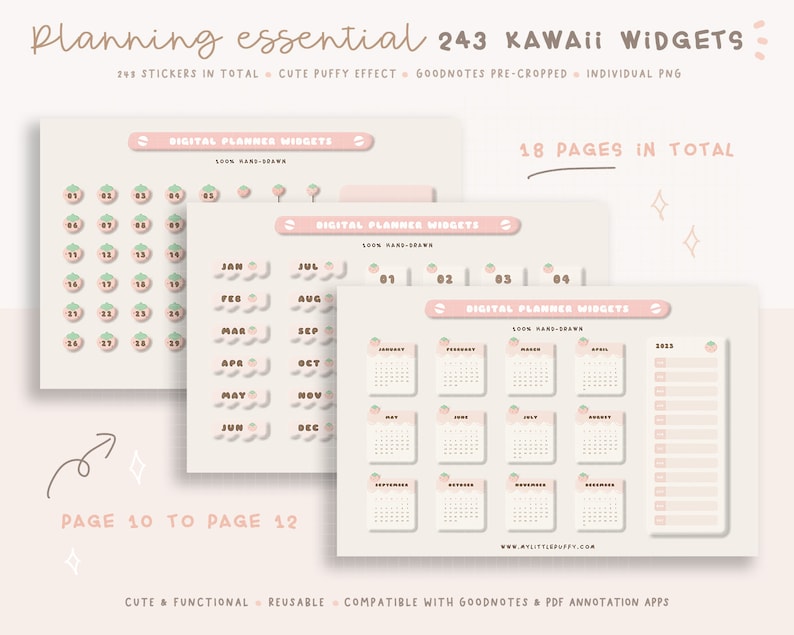 Cute Digital Widgets/ Cute Digital Planner Stickers/ Cute Digital ...
