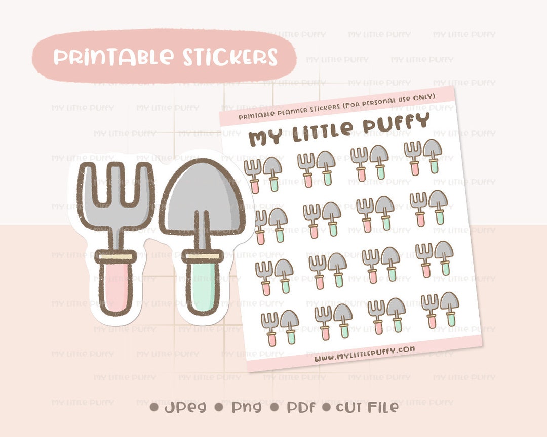 Planting Tool Printable Planner Sticker/ Gardening Tool Planner Sticker ...