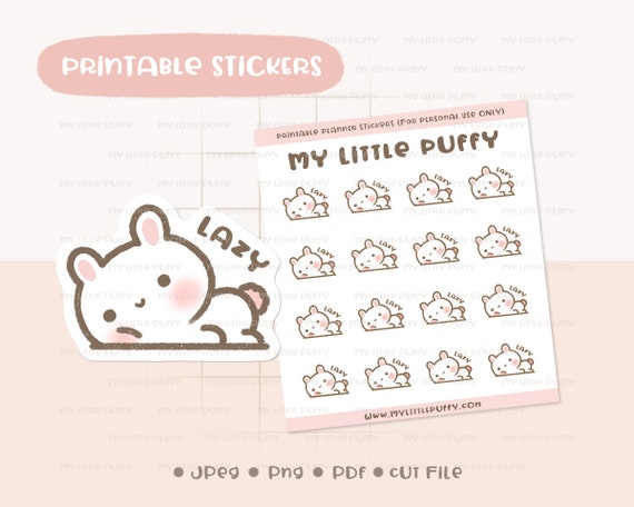 Cute Bunny Lazy Printable Planner Sticker/ Relaxing Planner - Etsy