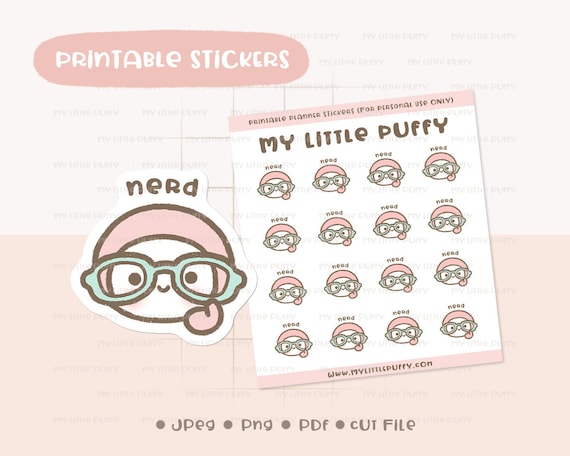 Cute Book Nerd Printable Planner Sticker/ Read Books Planner - Etsy