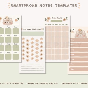 Cute Digital Notes Templates/ iPhone Digital Notes Templates/ Digital ...