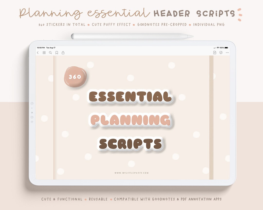 360 Kawaii Planning Scripts/ Cute Digital Planner Script Stickers ...