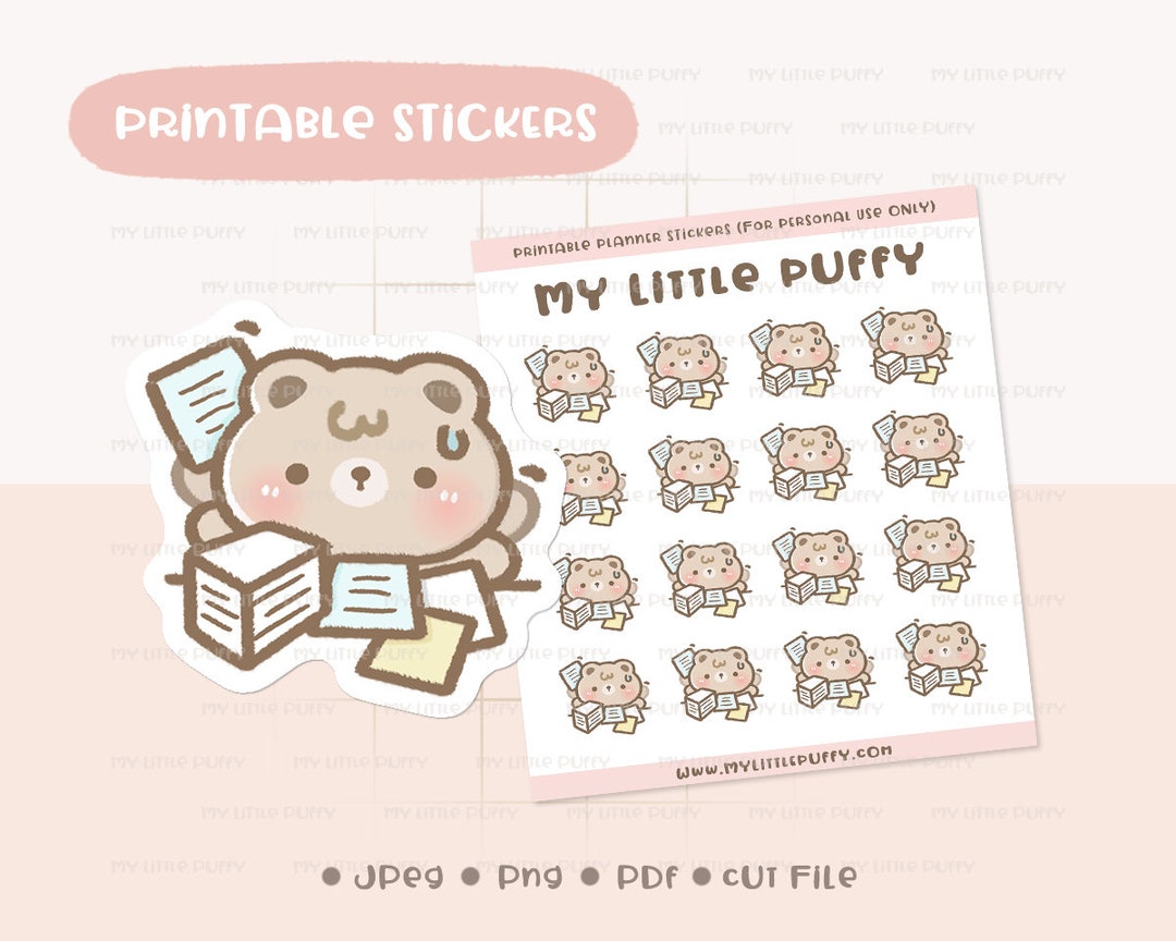 Busy Printable Planner Stickers/ Work Planner Stickers/ Bear Printable ...