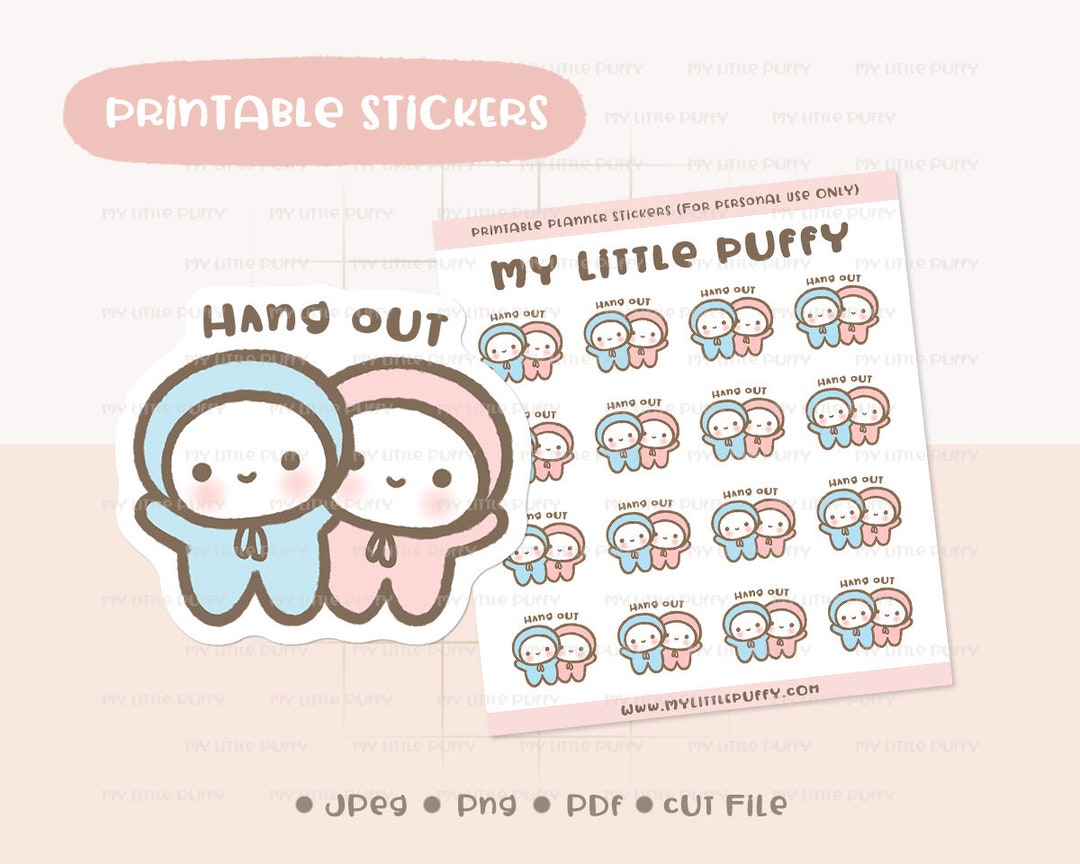 Hang Out Planner Sticker/ Couple Printable Planner Sticker/ Friendship ...
