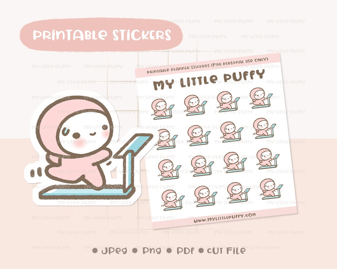 Cute Treadmill Printable Planner Stickers/ Workout Planner Sticker ...