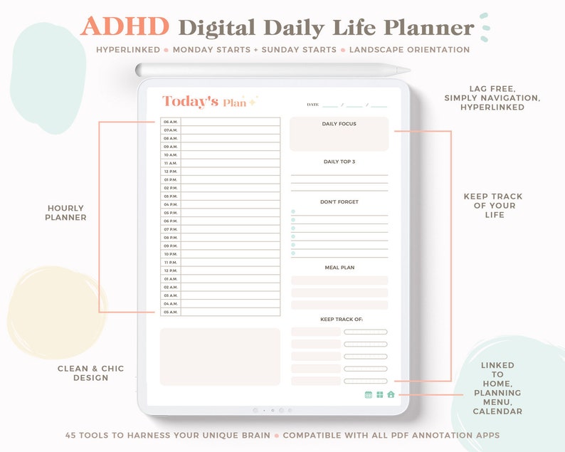 Adhd Digital Planner/ Adults Adhd Planner/ Digital Adhd - Etsy