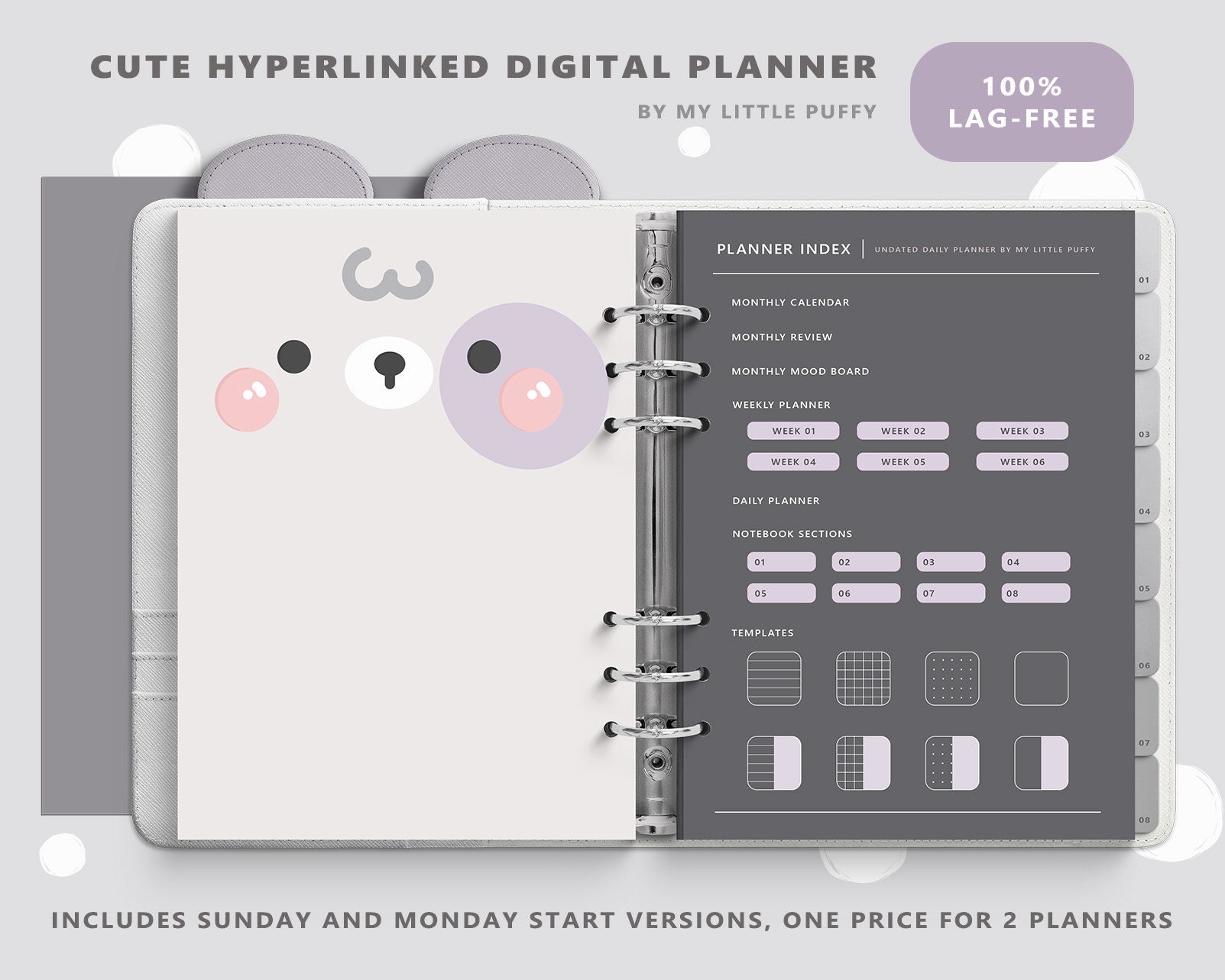 Dark Mode Digital Planner/ One Month Digital Planner/ Undated Digital ...