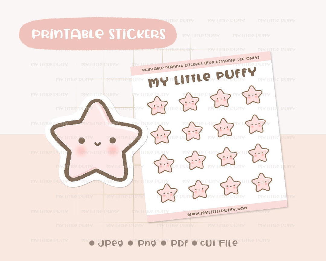Cute Star Printable Planner Sticker/ Star Planner Sticker/ Digital ...