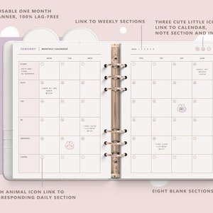 Kawaii Digital Planner/ One Month Digital Planner/ Undated Digital ...