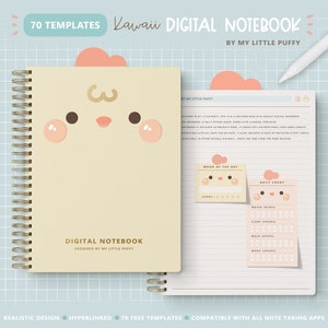5 Digital Notebooks/ Cute Digital Notebook Bundle/ 12 Sections Digital ...