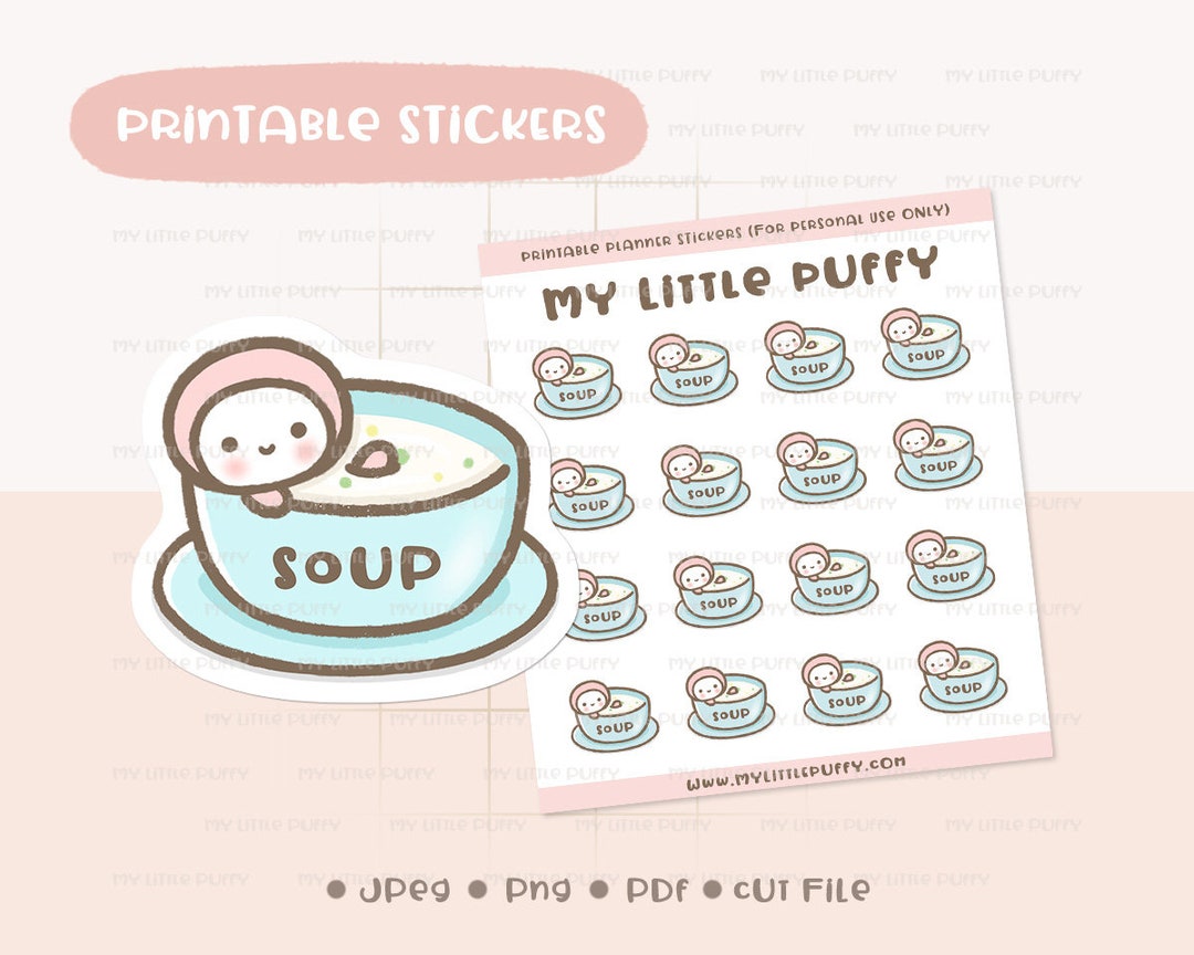 Cute Soup Printable Planner Sticker/ Dinner Printable Planner Stickers ...