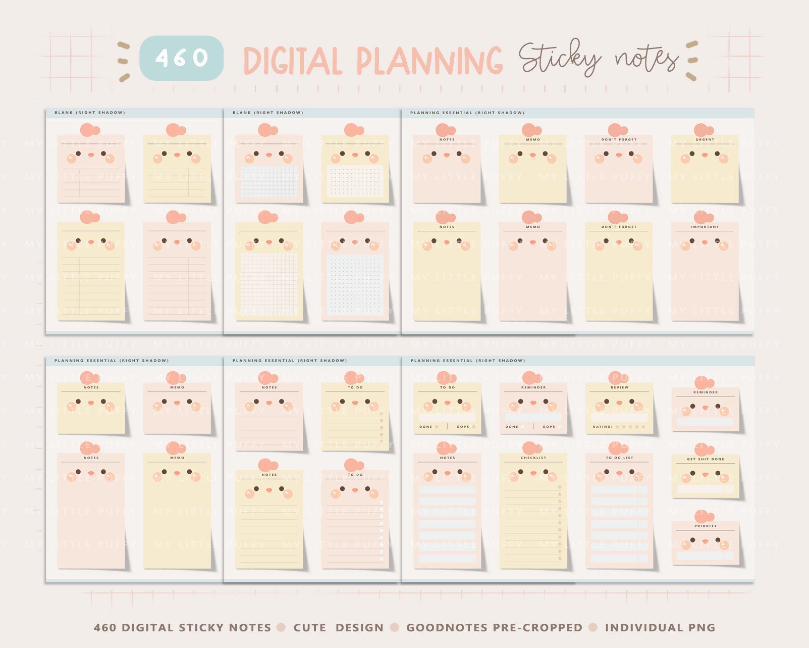 Cute Digital Sticky Notes/ Cute Digital Stickers/ Kawaii Digital ...