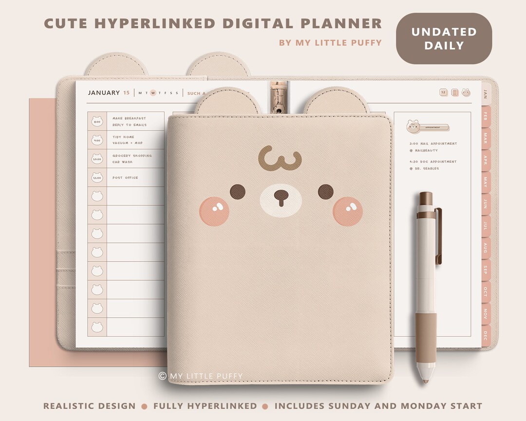 Cute Undated Digital Planner/ Realistic Digital Planner/ - Etsy