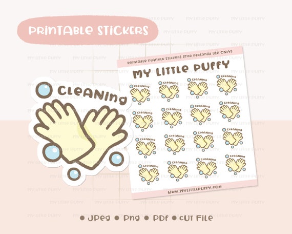 Cute Cleaning Gloves Printable Planner Sticker/ Cleaning - Etsy