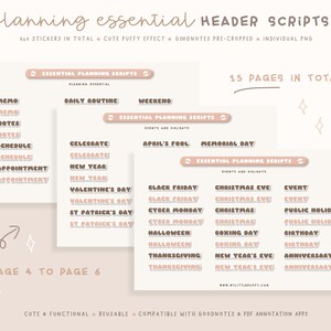 360 Kawaii Planning Scripts/ Cute Digital Planner Script Stickers/ Digital Sticker Book/ Header ...