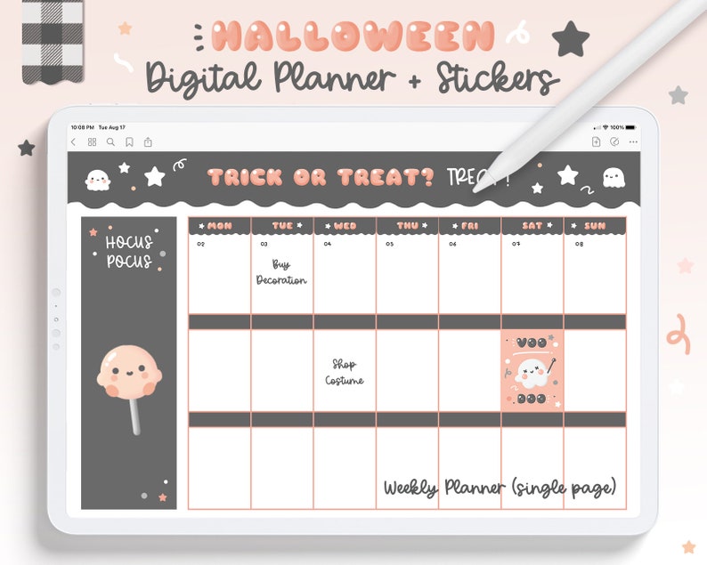 Kawaii Halloween Digital Stickers/ Cute Halloween Digital - Etsy
