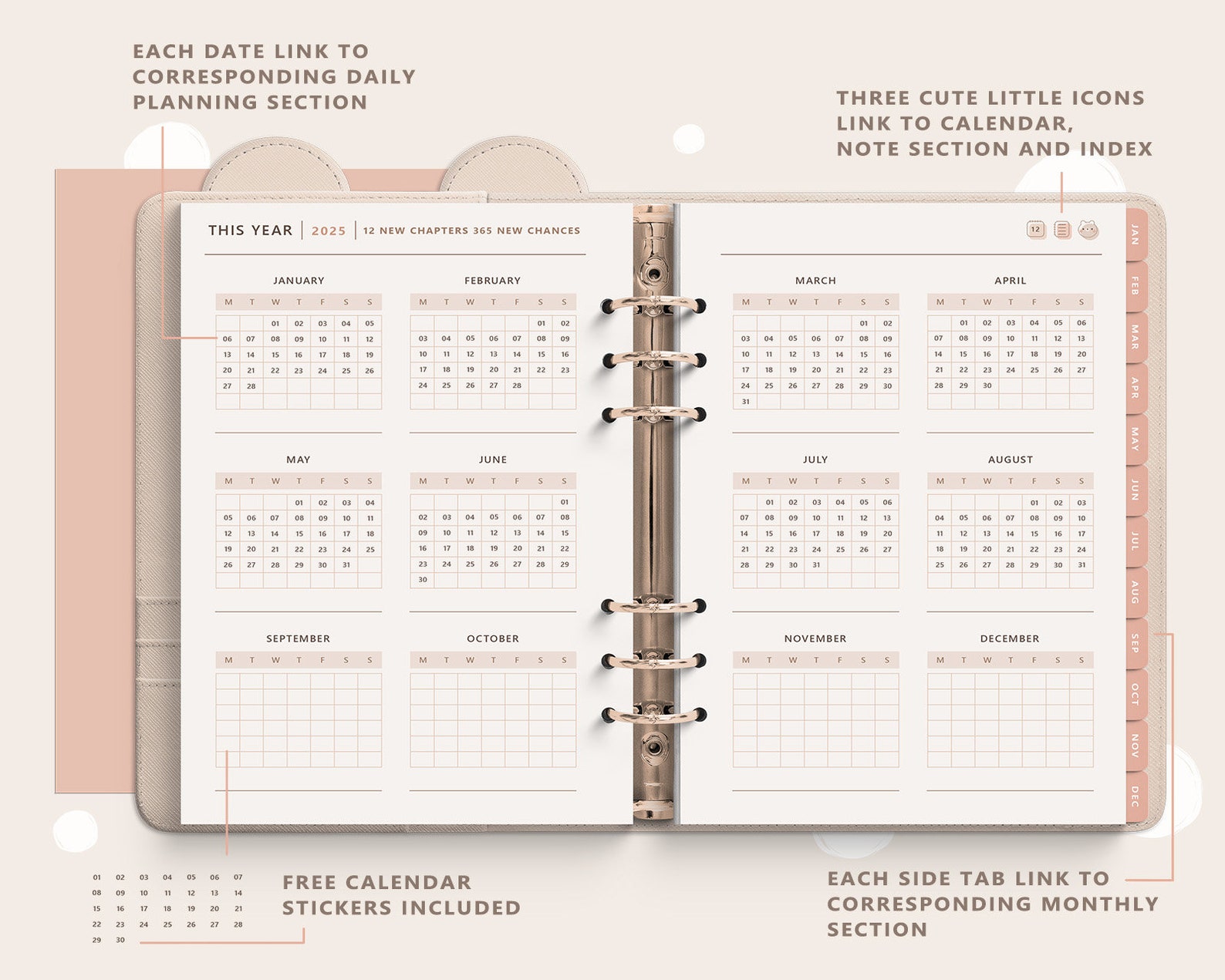 Cute Undated Digital Planner/ Realistic Digital Planner/ Undated ...