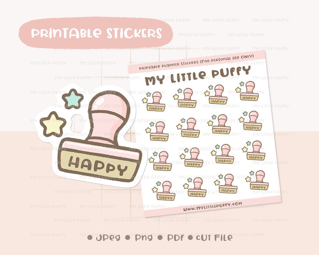Cute Happy Stamp Printable Planner Sticker/ Crafting Planner Stickers ...