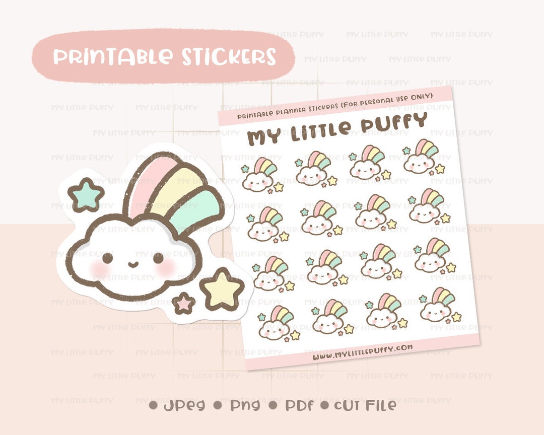 Cute Rainbow Cloud Printable Planner Sticker/ Magical Planner Sticker ...