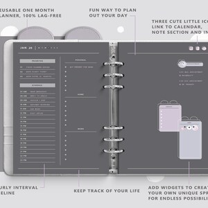 Dark Mode Digital Planner/ One Month Digital Planner/ Undated Digital ...