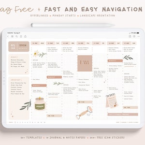 Pink Undated Digital Planner/ Goodnotes Planner/ Daily Digital Planner ...