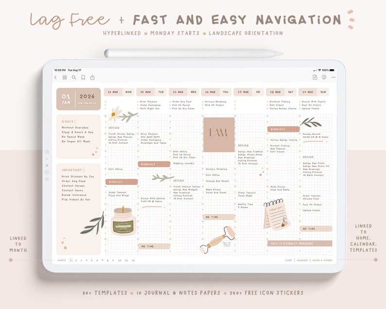 Pink Undated Digital Planner/ Goodnotes Planner/ Daily Digital - Etsy