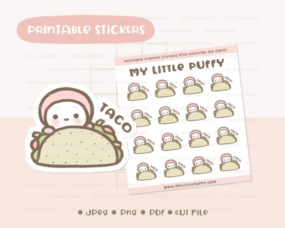 Cute Taco Printable Planner Sticker/ Taco Planner Sticker/ | Etsy
