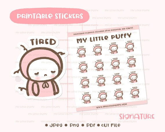 Cute Tired Printable Planner Sticker/ Tired Planner Sticker/ | Etsy