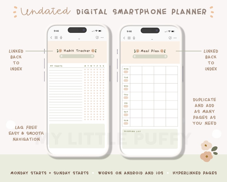 Cute iPhone Planner/ Digital Phone Planner/ Digital Pocket Planner ...
