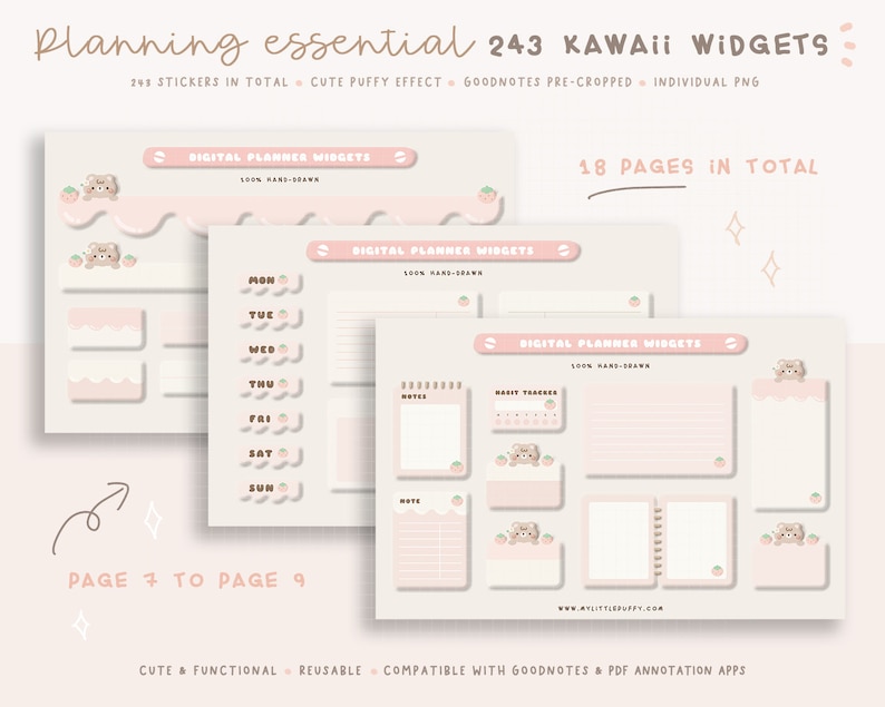 Cute Digital Widgets/ Cute Digital Planner Stickers/ Cute Digital ...