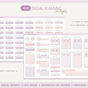 Cute Bunny Digital Stickers/ Cute Digital Planner Widgets/ Cute Digital ...