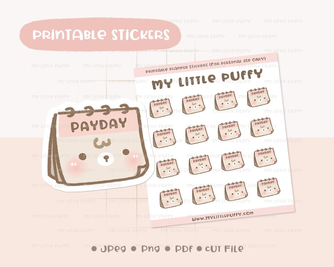 Payday Printable Planner Stickers/ Work Planner Stickers/ Bear ...
