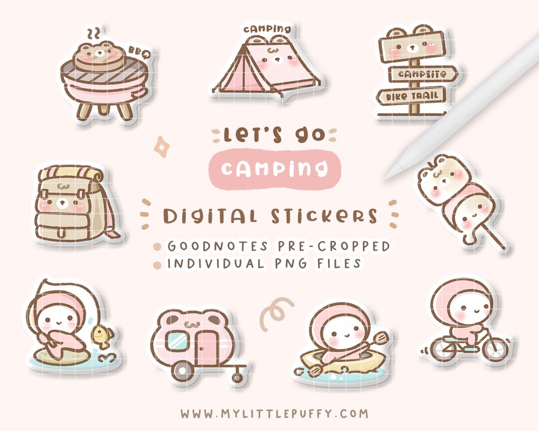 Camping Digital Stickers/ Cute Digital Planner Stickers/ Cute Goodnotes ...