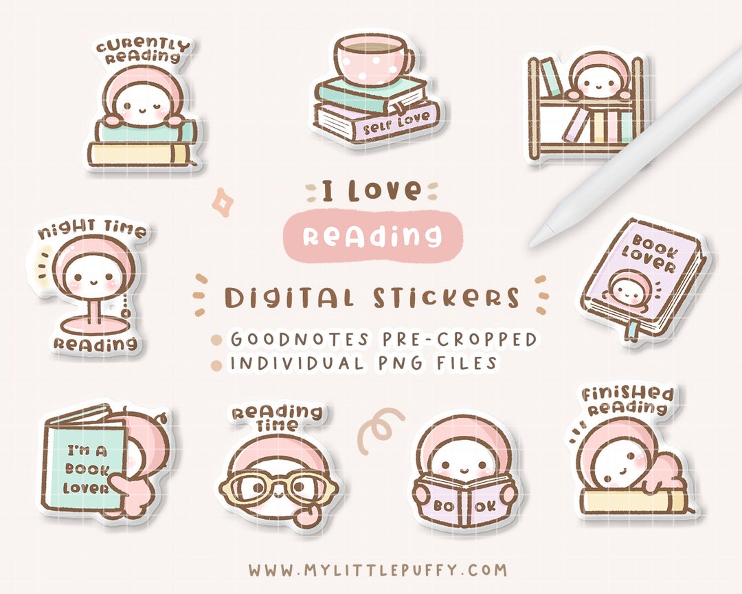 Cute Reading Digital Journal Stickers for Goodnotes Planner/ Reading ...