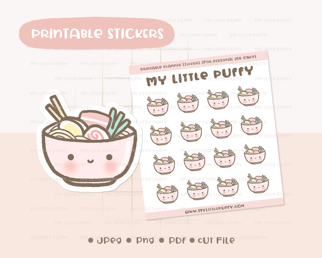 Cute Ramen Printable Planner Sticker/ Ramen Planner Sticker/ Noodles ...