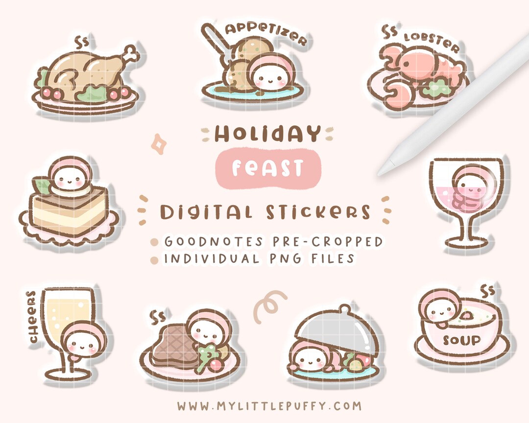 Cute Meal Digital Planner Stickers/ Cute Food Digital Stickers/ Cute ...
