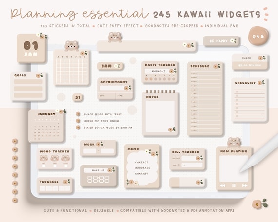 Kawaii Digital Widgets/ Cute Digital Planner Stickers/ Digital - Etsy ...