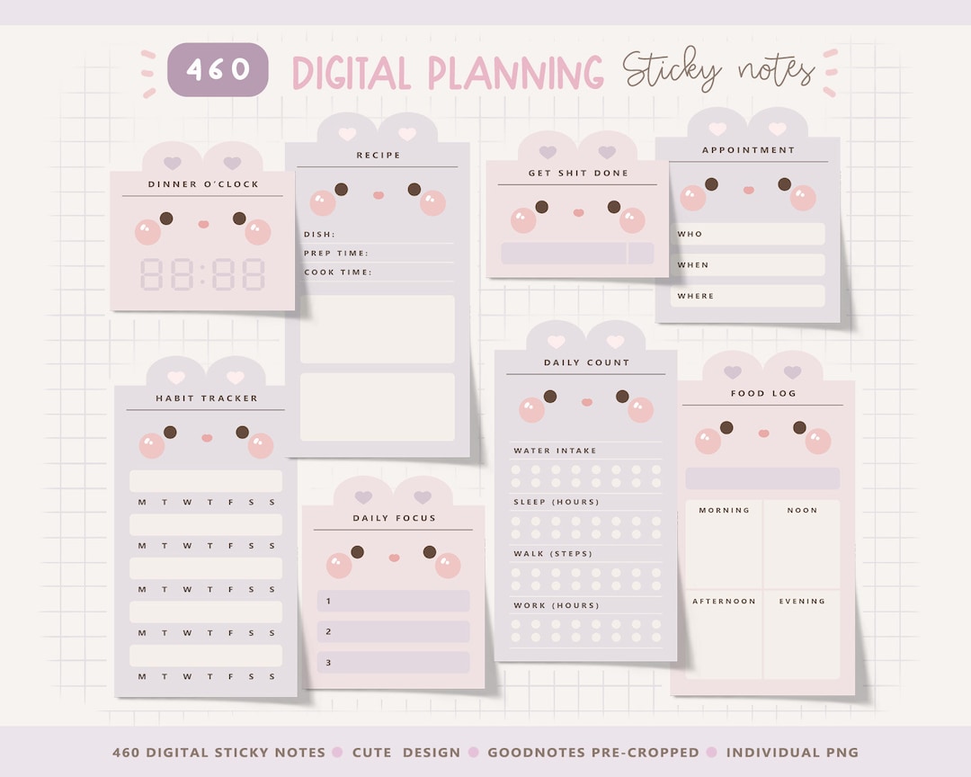 Cute Digital Stickers/ Cute Digital Sticky Notes/ Kawaii Digital ...