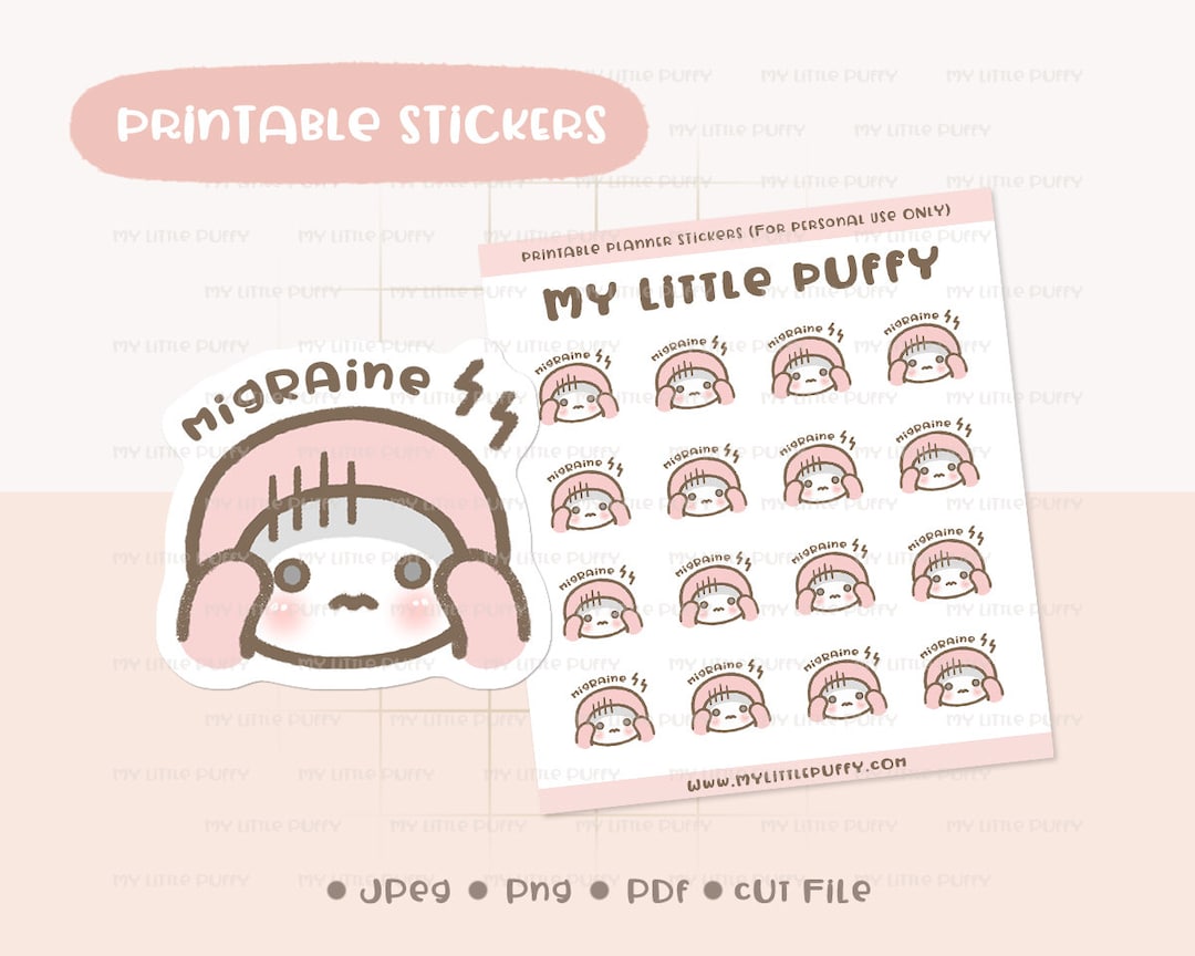 Migraine Printable Planner Stickers/ Headache Planner Stickers ...