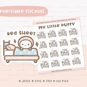Bed Sheet Printable Planner Stickers/ House Chores Planner Stickers ...