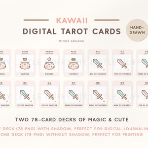 Cute Digital Tarot Cards/ Cute Tarot Deck/ Digital Tarot Card Templates ...