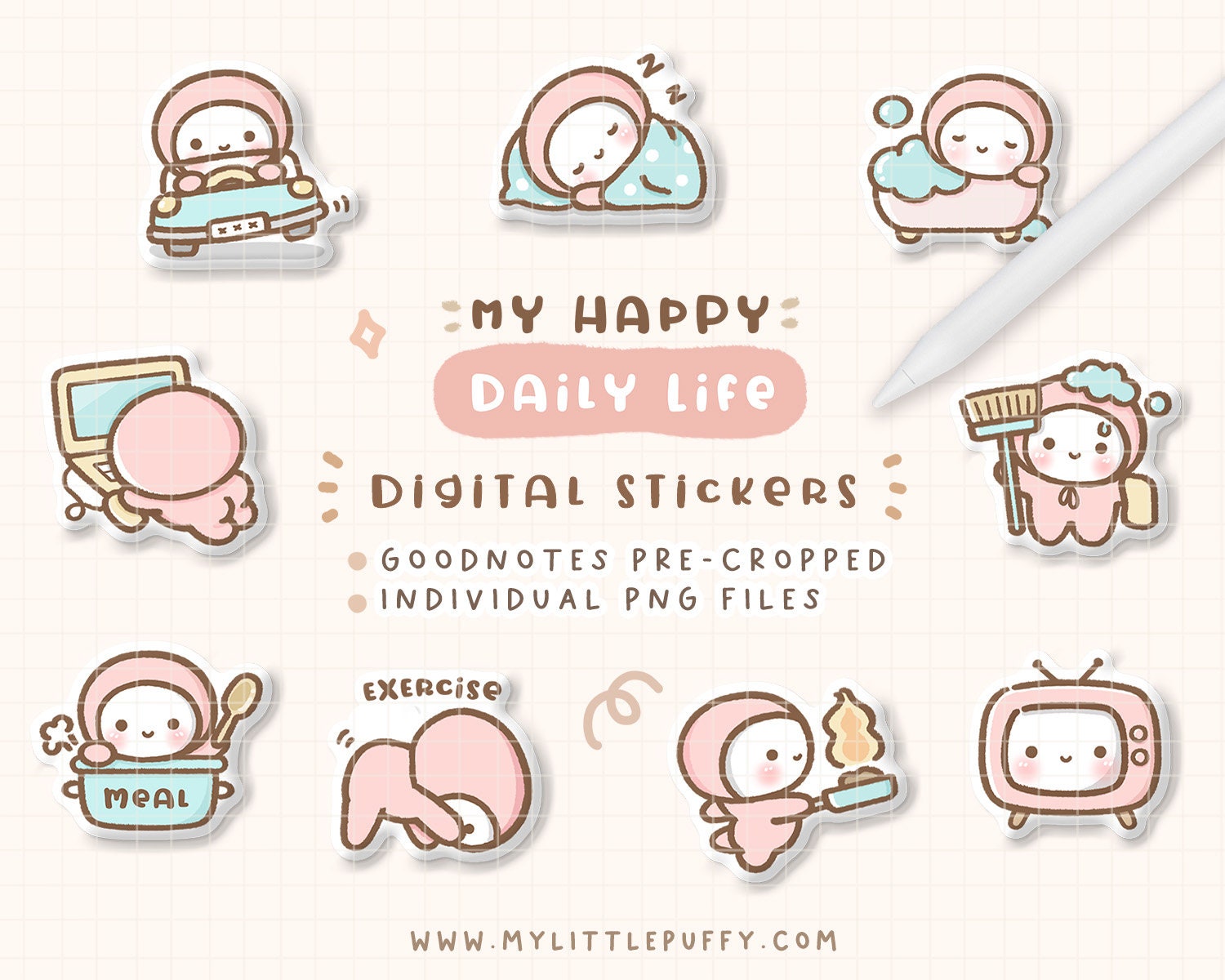 Cute Daily Life Digital Planner Stickers for Goodnotes - Etsy