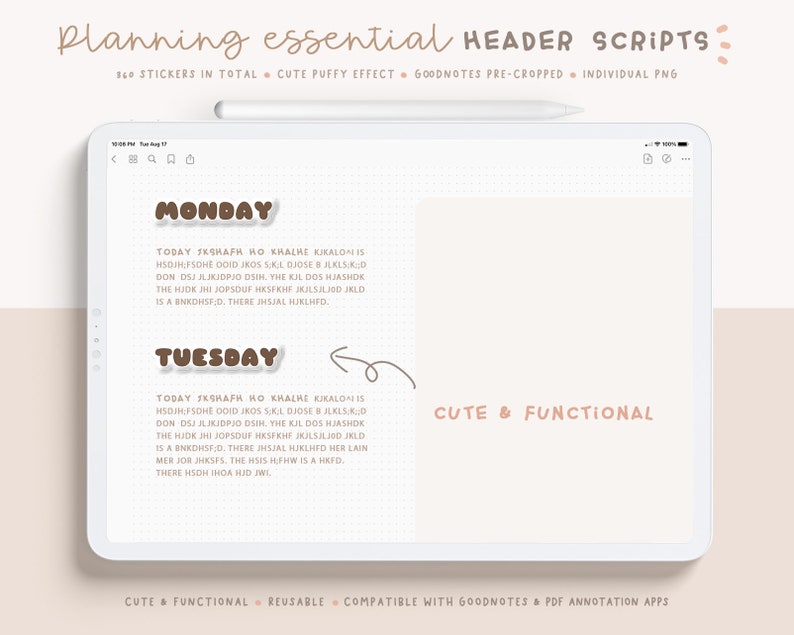 360 Kawaii Planning Scripts/ Cute Digital Planner Script - Etsy