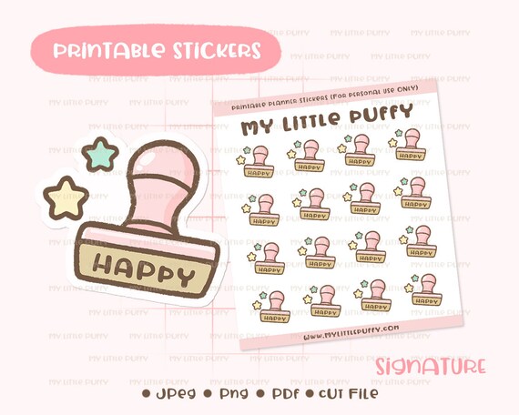 Cute Happy Stamp Printable Planner Sticker/ Crafting Planner | Etsy