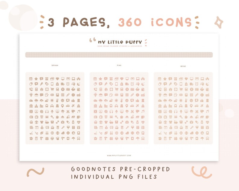 360 Icons Digital Stickers/ 360 Icons Digital Planner - Etsy