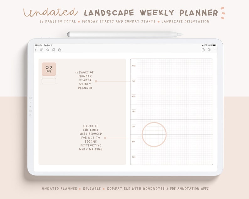 Undated Weekly Digital Planner/ Digital Life Planner/ 12 Month - Etsy