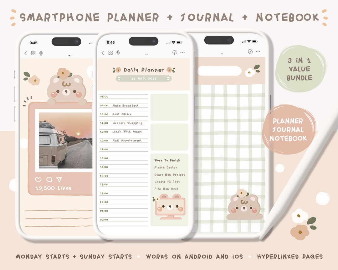 Cute Digital Phone Planner/ Digital Phone Journal/ Digital Phone ...