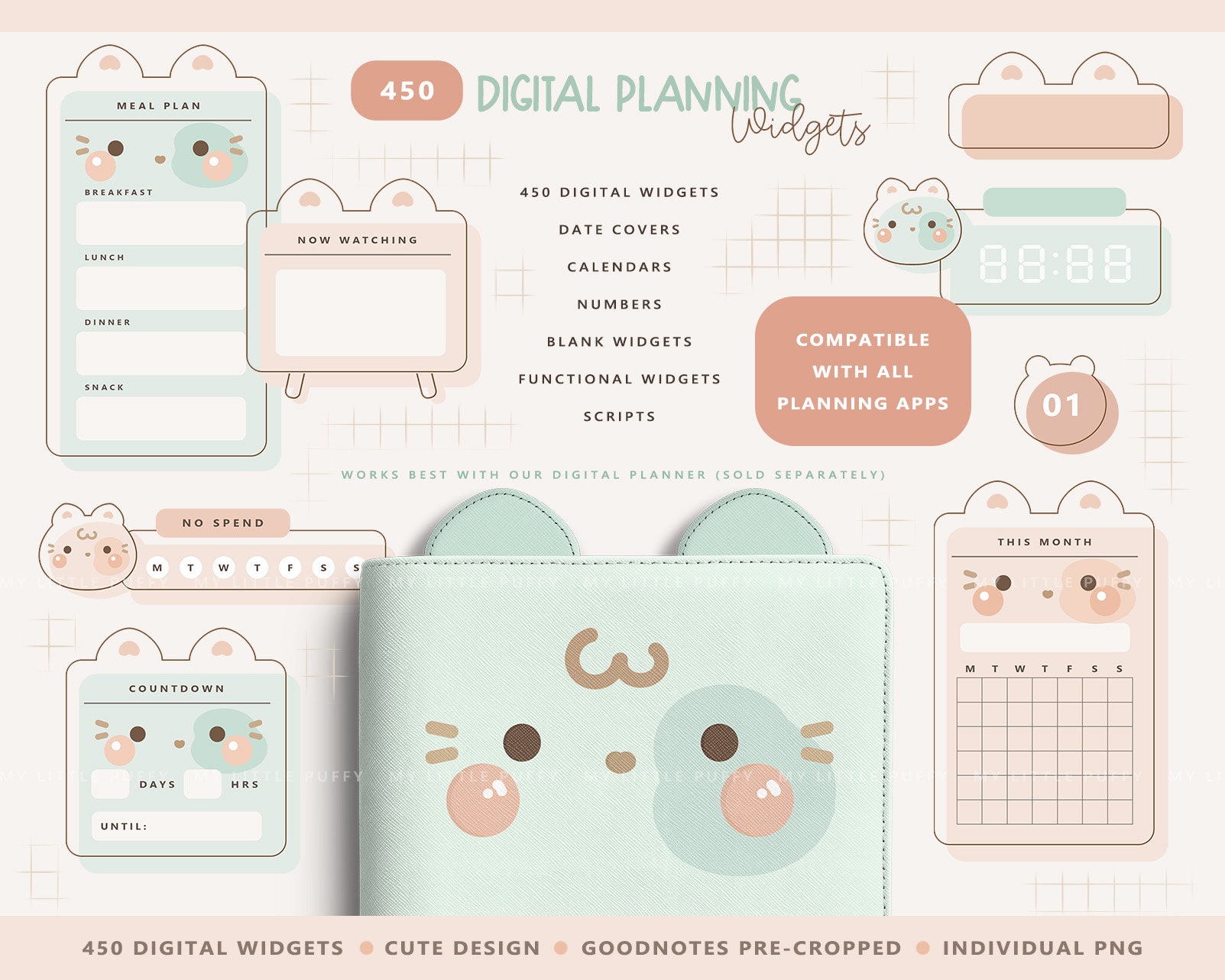 Kawaii Digital Widgets/ Cute Digital Planner Widgets/ Cute Digital ...